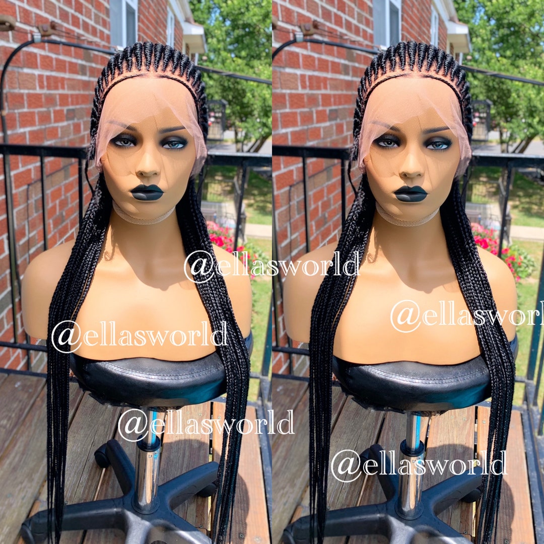 Straight Back Conrow Wig Braided Wig for Black Women - Etsy