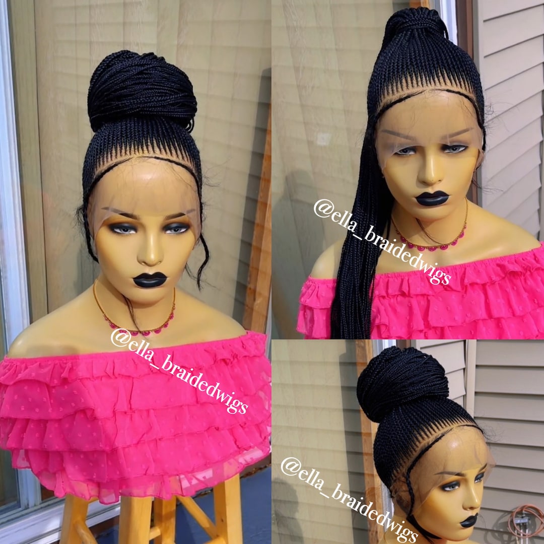 Braidedwigs for Black Women Updo Conrow Wig Box Braids Wig Knotless ...