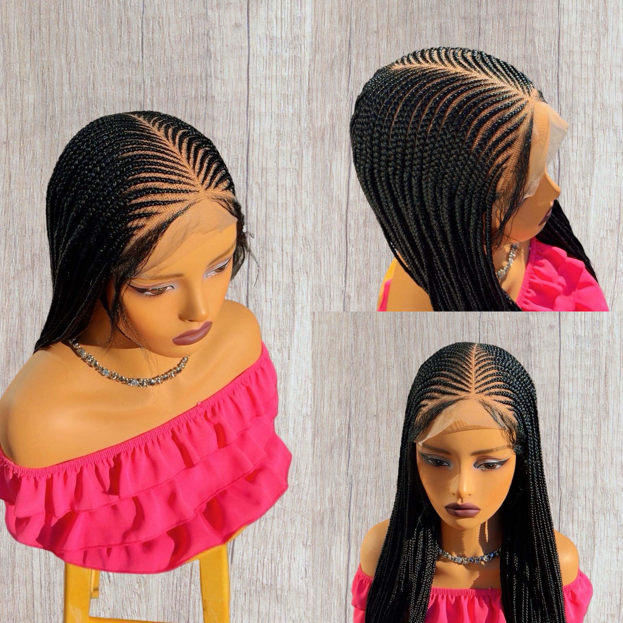 Conrow Braided Wig Closure Lace Wig Braided Wigs for Black Women - Etsy