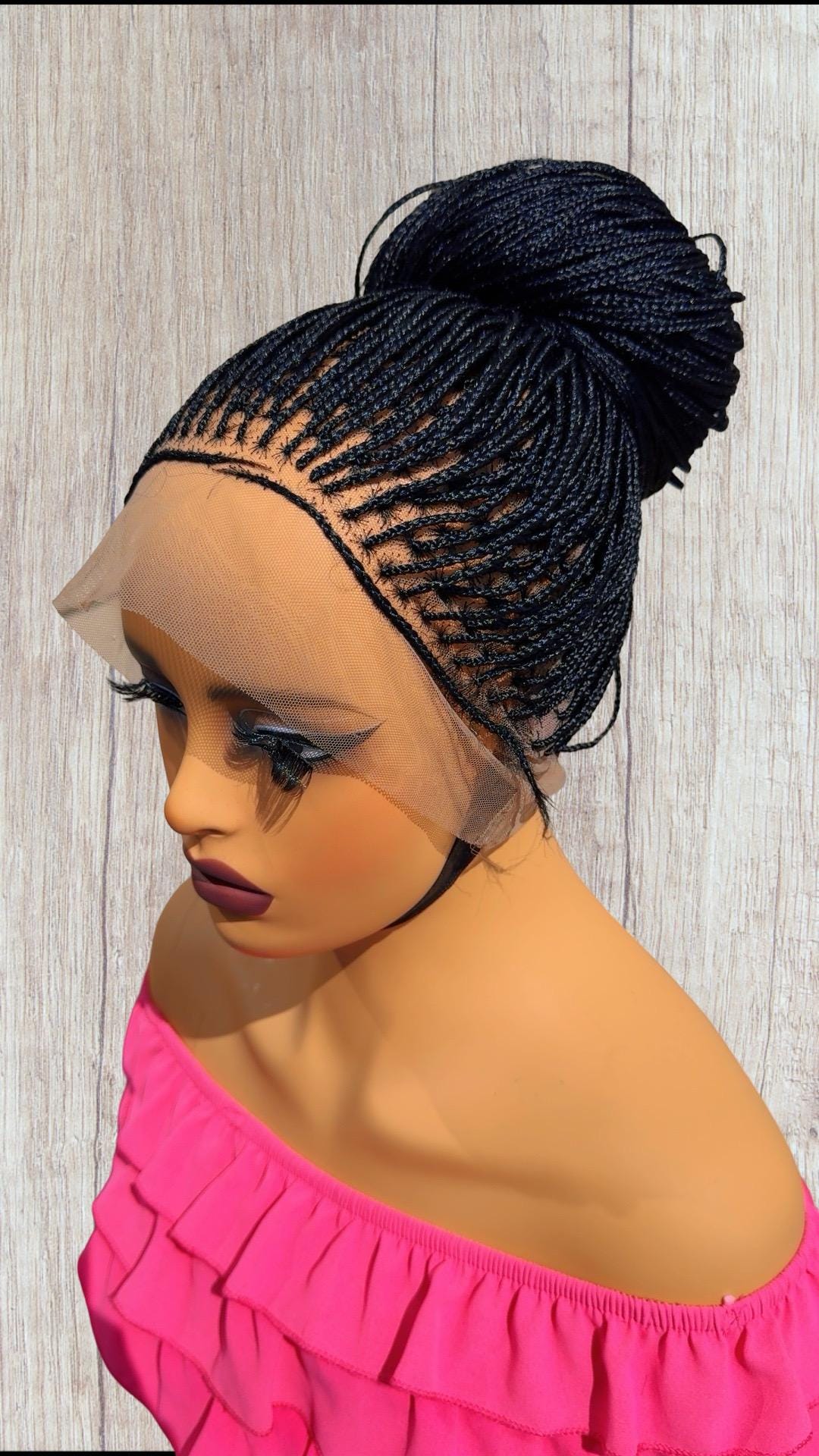Full Lace Micro Braids Wig Black Braided Wigs for Black Women Micro Box ...