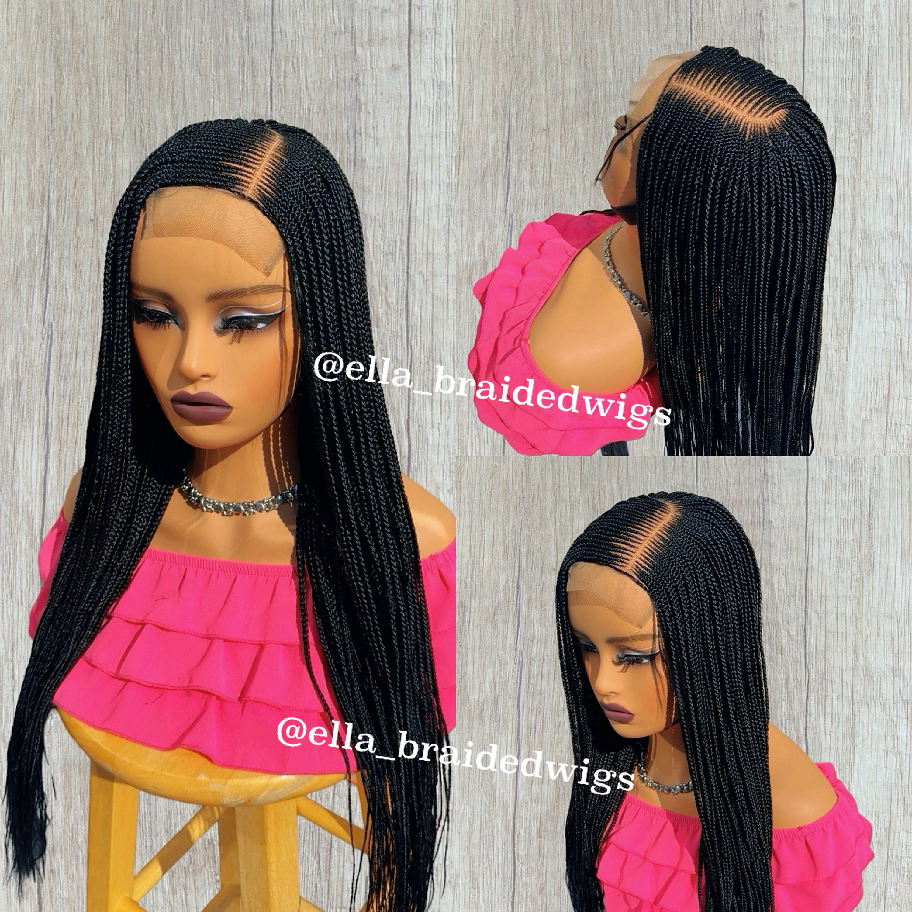 Braided Wigs for Black Women Conrow Wig Closure Lace Wig - Etsy