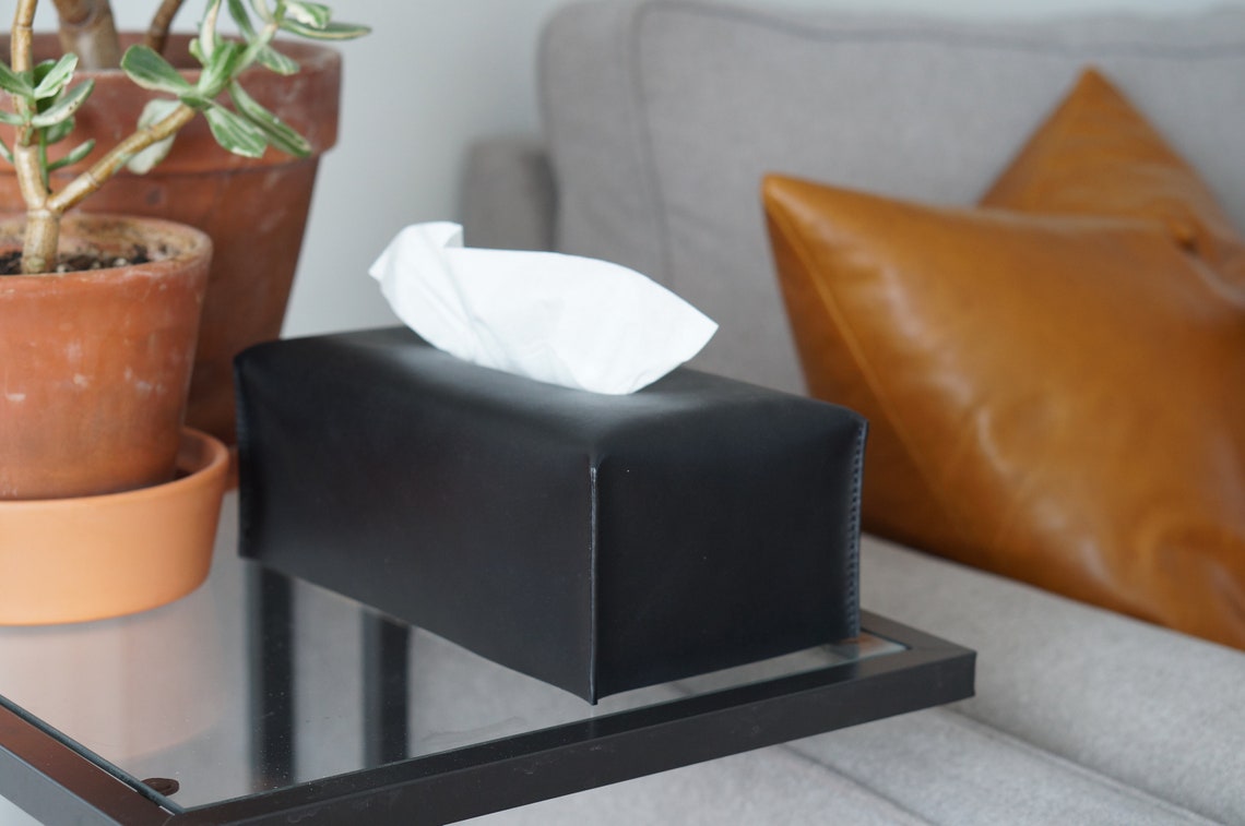 Leather Tissue Box Cover - Etsy