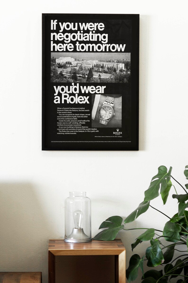 Rolex Oyster Watch Advertising Poster, 80's Style Print, Vintage Design ...