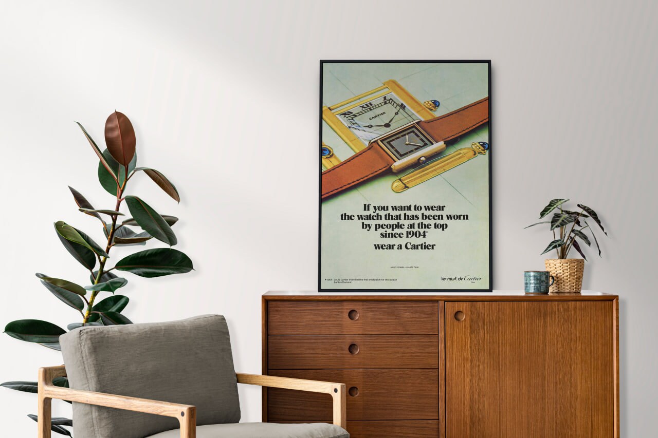 Cartier Watch Advertising Poster, 70's Style Print, Vintage Design ...