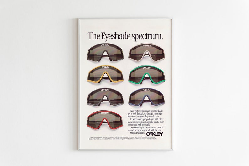 Oakley Advertising Poster, 90's Style Print, Ad Wall Art, Vintage ...