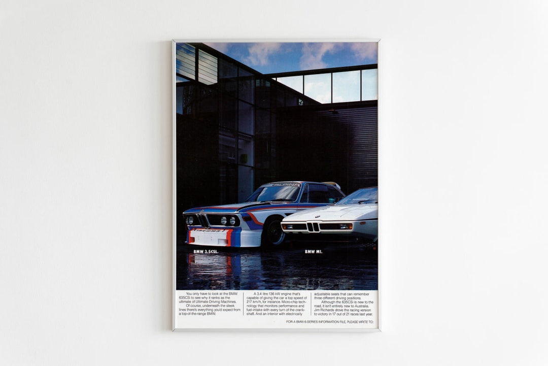 BMW Advertising Poster, 90s BMW M-style Print, Vintage Design, Racing Ad Wall Art, Magazine ...