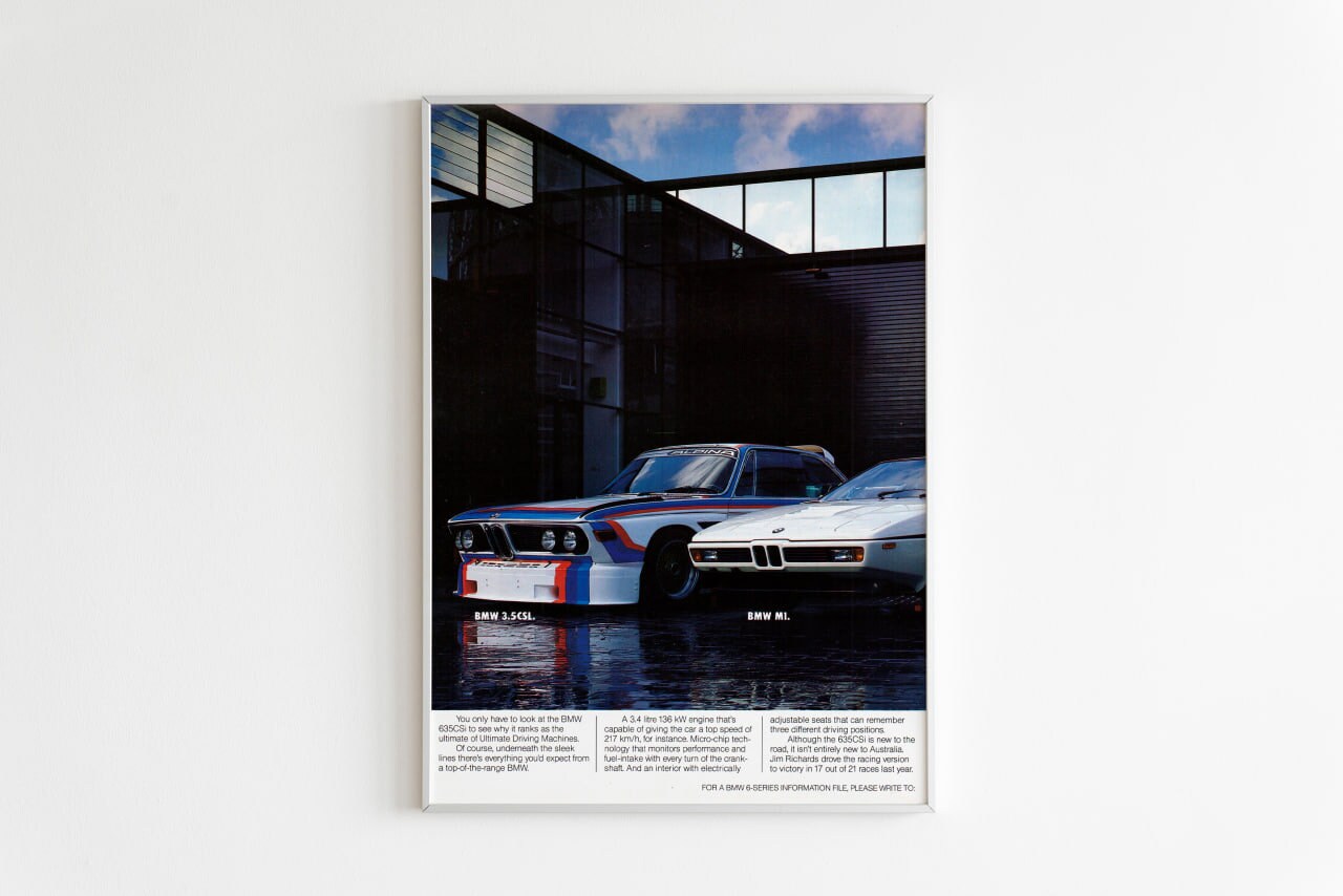 BMW Advertising Poster, 90s BMW M-style Print, Vintage Design, Racing ...