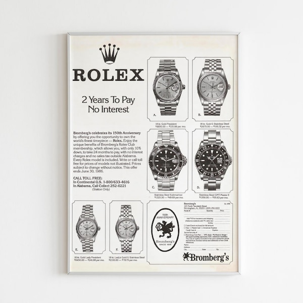 Rolex Wall Art - Etsy