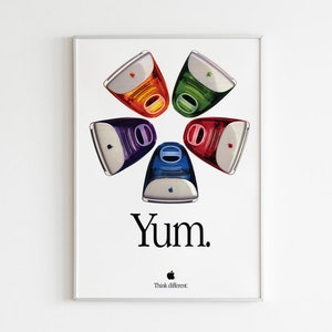 Apple yum Think Different Advertising Poster, 90s Retro Style Print, Vintage Design Wall Art ...