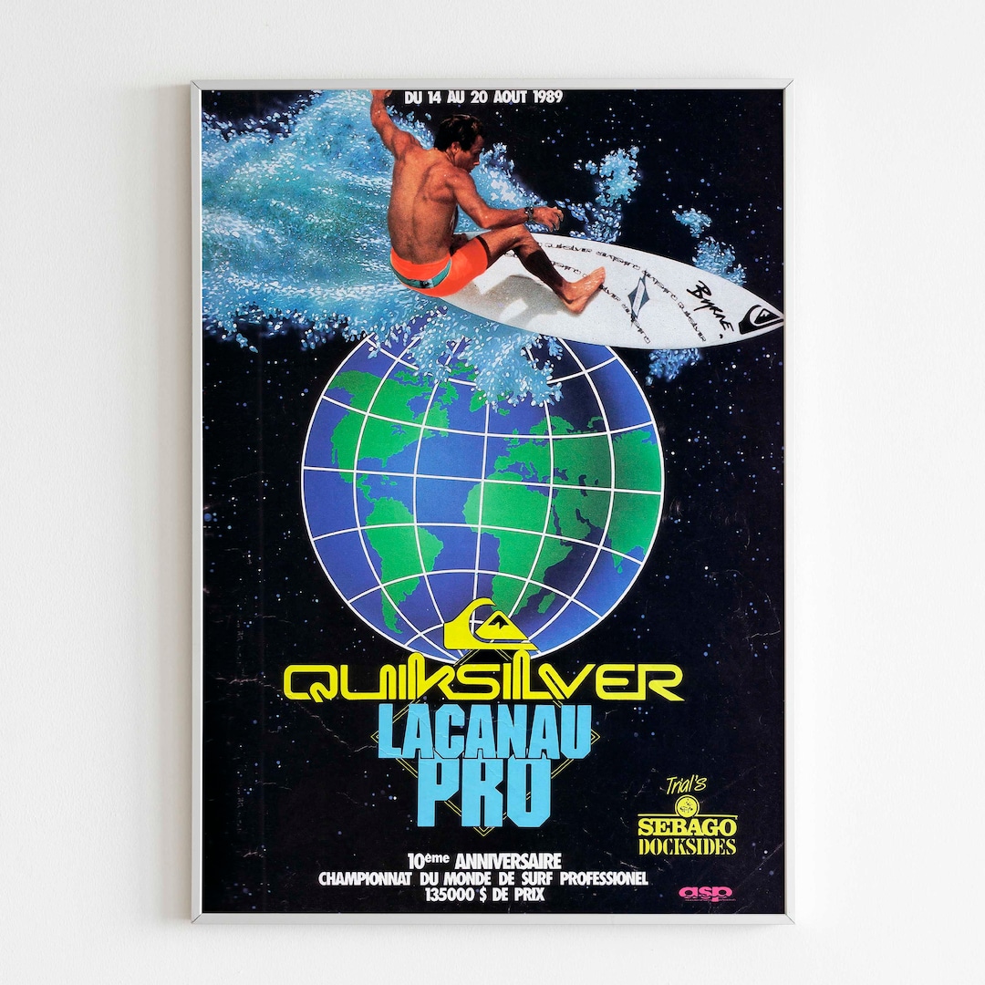 Quiksilver Advertising Poster, 80s Style Surfing Print, Vintage Surf Brand Ad Wall Art, Magazine ...