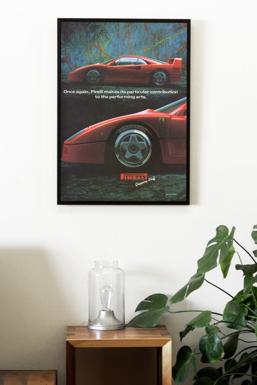 Ferrari Pirelli Advertising Poster, Sport Car 80s Style Print, Vintage ...