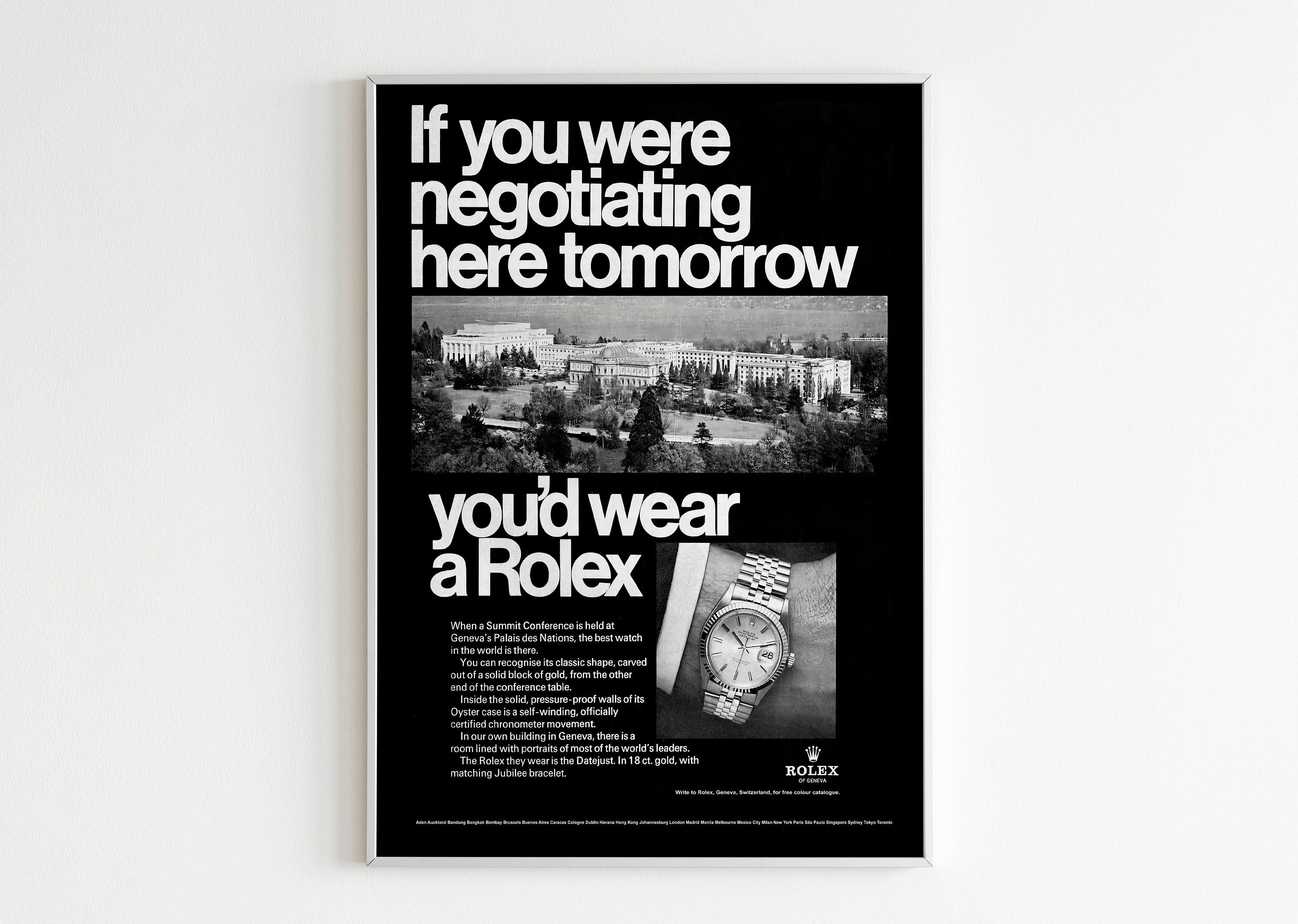 Rolex Oyster Watch Advertising Poster, 80's Style Print, Vintage Design ...