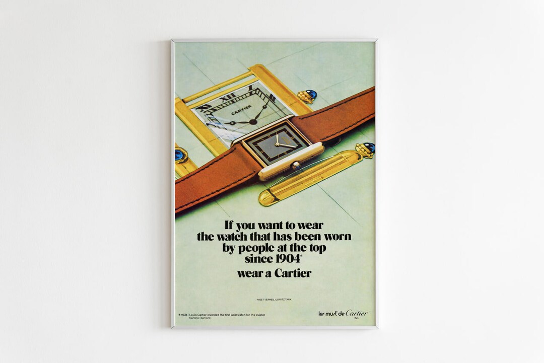Cartier Watch Advertising Poster, 70's Style Print, Vintage Design ...