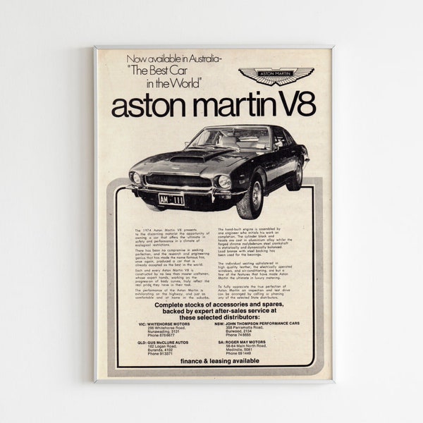 Aston martin v8 poster - Etsy France