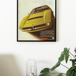 Maserati Advertising Poster, 80s Style Luxury Auto Print, Vintage ...
