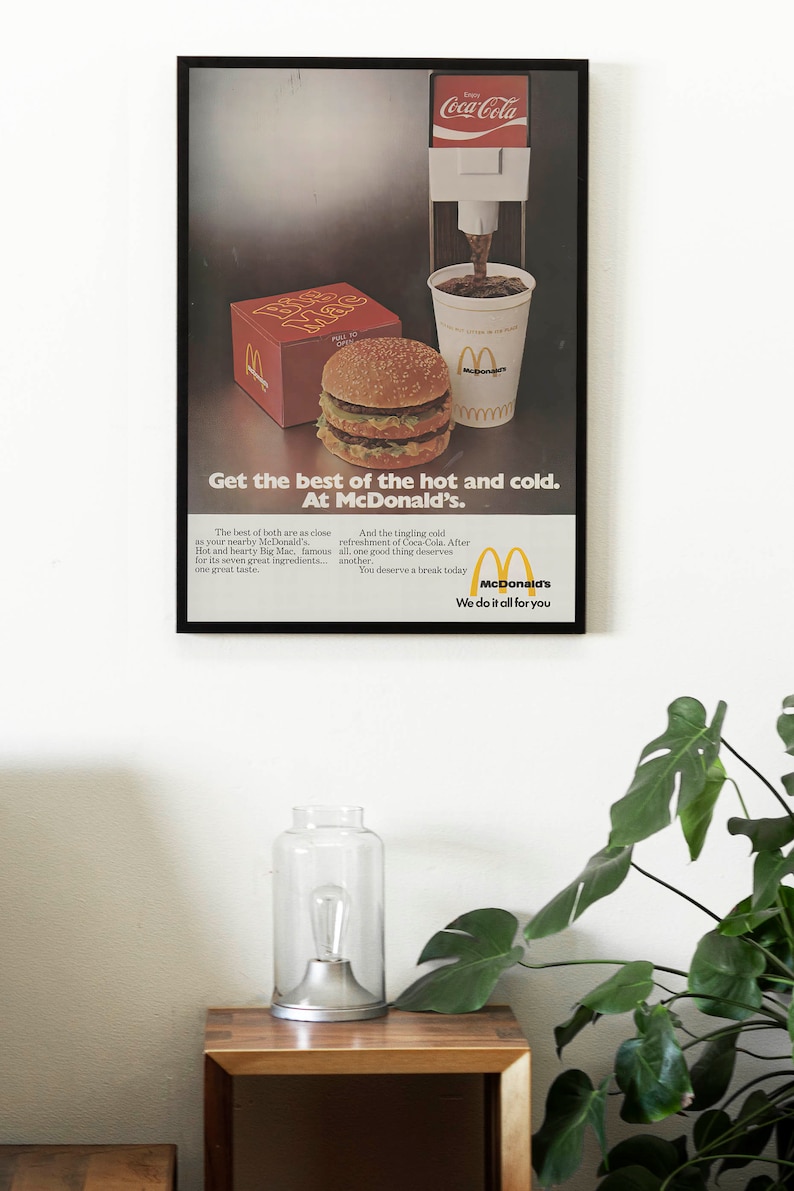 Mcdonald's Advertising Poster, 80s big Mac Style Print, Vintage Fast ...