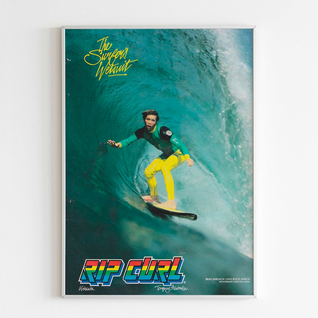 Rip Curl Advertising Poster, 80s Style Surfing Print, Vintage Surf ...