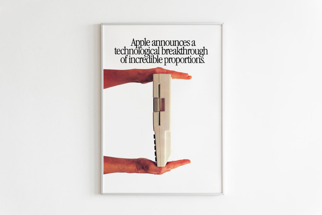 Apple Advertising Poster, 80s Retro Style Print, Vintage Design Wall Art, Magazine Retro ...
