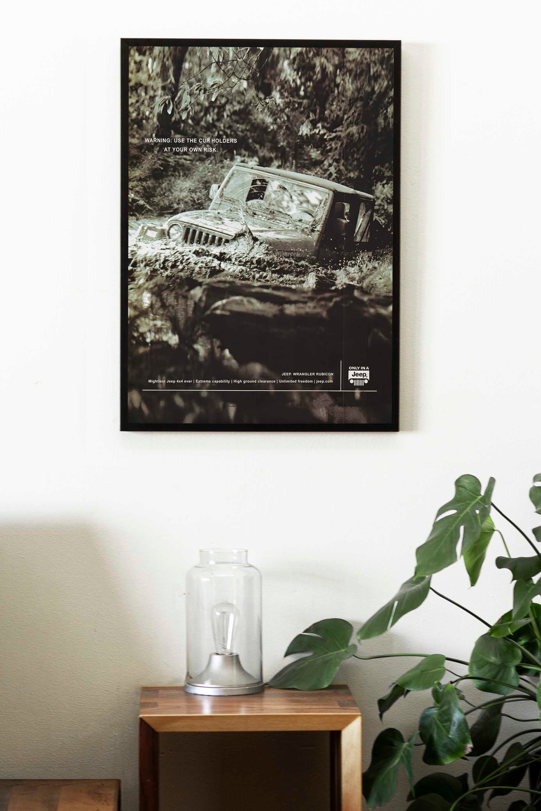 Jeep Wrangler Rubicon Advertising Poster, USA Car 70s Style Print ...