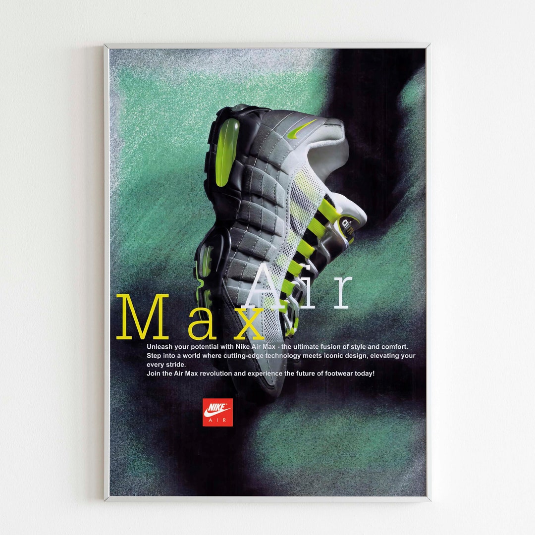 Nike Air Max 1995 Advertising Poster, 90s Style Shoes Print, Vintage Ad ...