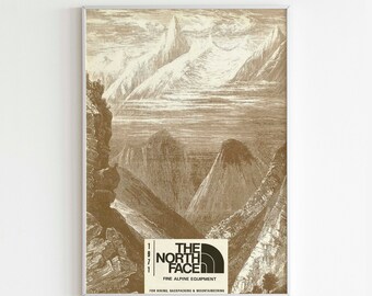 The North Face Advertising Poster, 80s Style Outdoor Print, Vintage Ad ...