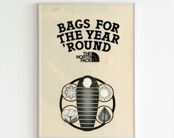 The North Face Advertising Poster, 80s Style Outdoor Print, Vintage Ad ...
