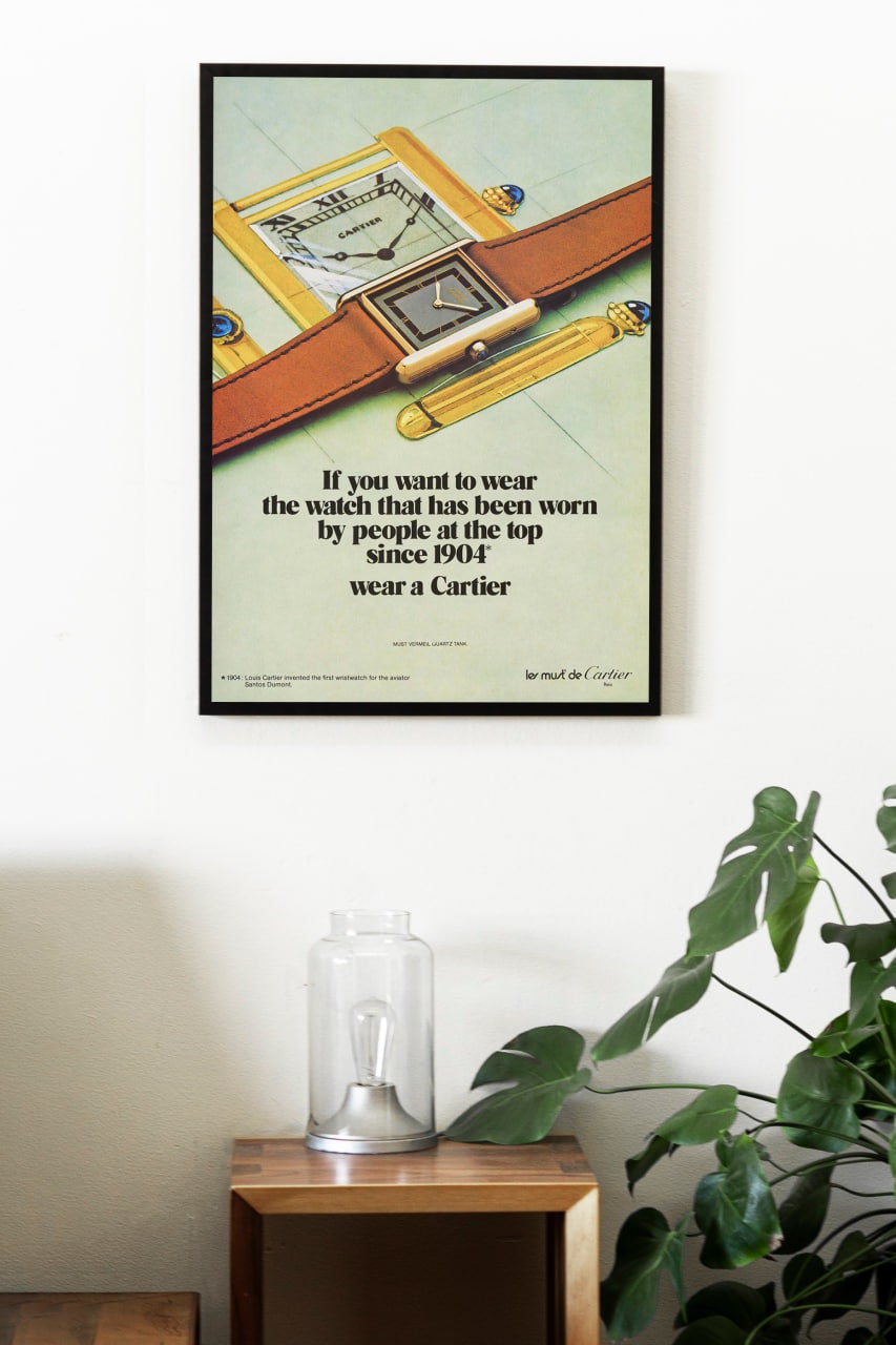Cartier Watch Advertising Poster, 70's Style Print, Vintage Design ...