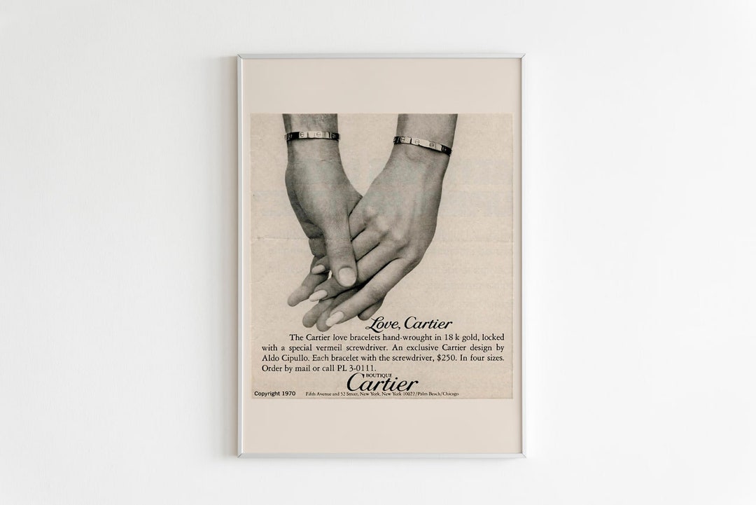 Cartier Advertising Poster, 70's Style Print, Ad Wall Art, Vintage ...