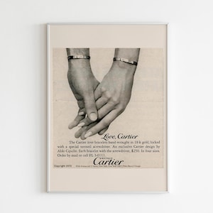 Cartier Advertising Poster, 70's Style Print, Ad Wall Art, Vintage ...