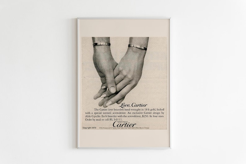 Cartier Advertising Poster, 70's Style Print, Ad Wall Art, Vintage ...