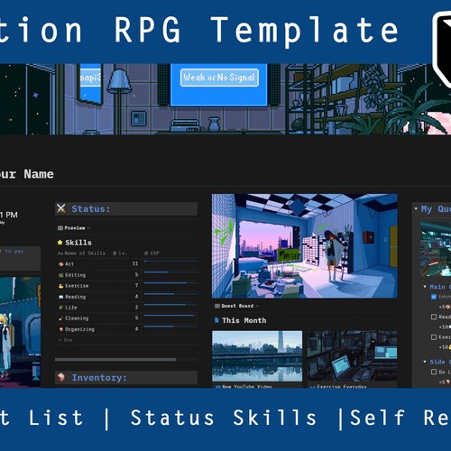 RPG Role Play Dark Mode Notion Template Personal Planner - Etsy