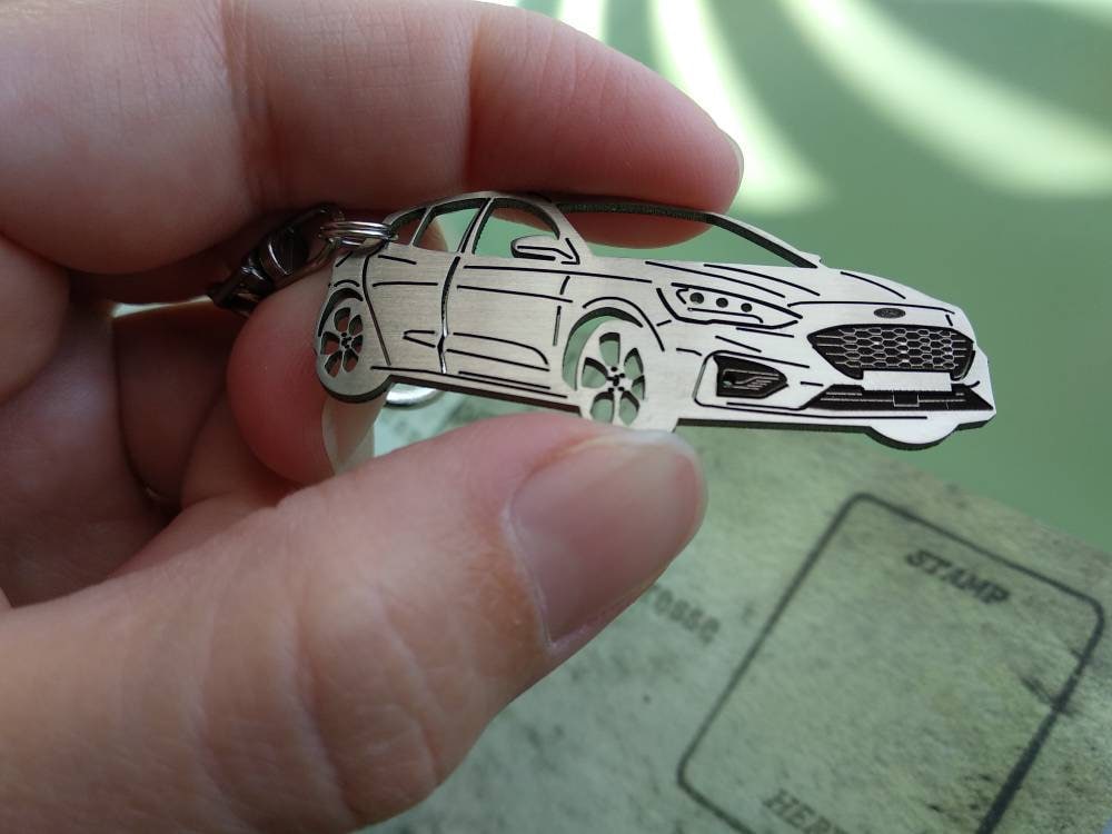 Ford Focus Keychain, Metal Car Keyring, Present for Driver, Stainless ...
