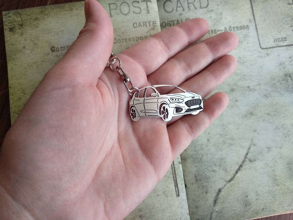 Ford Focus Keychain, Metal Car Keyring, Present for Driver, Stainless ...