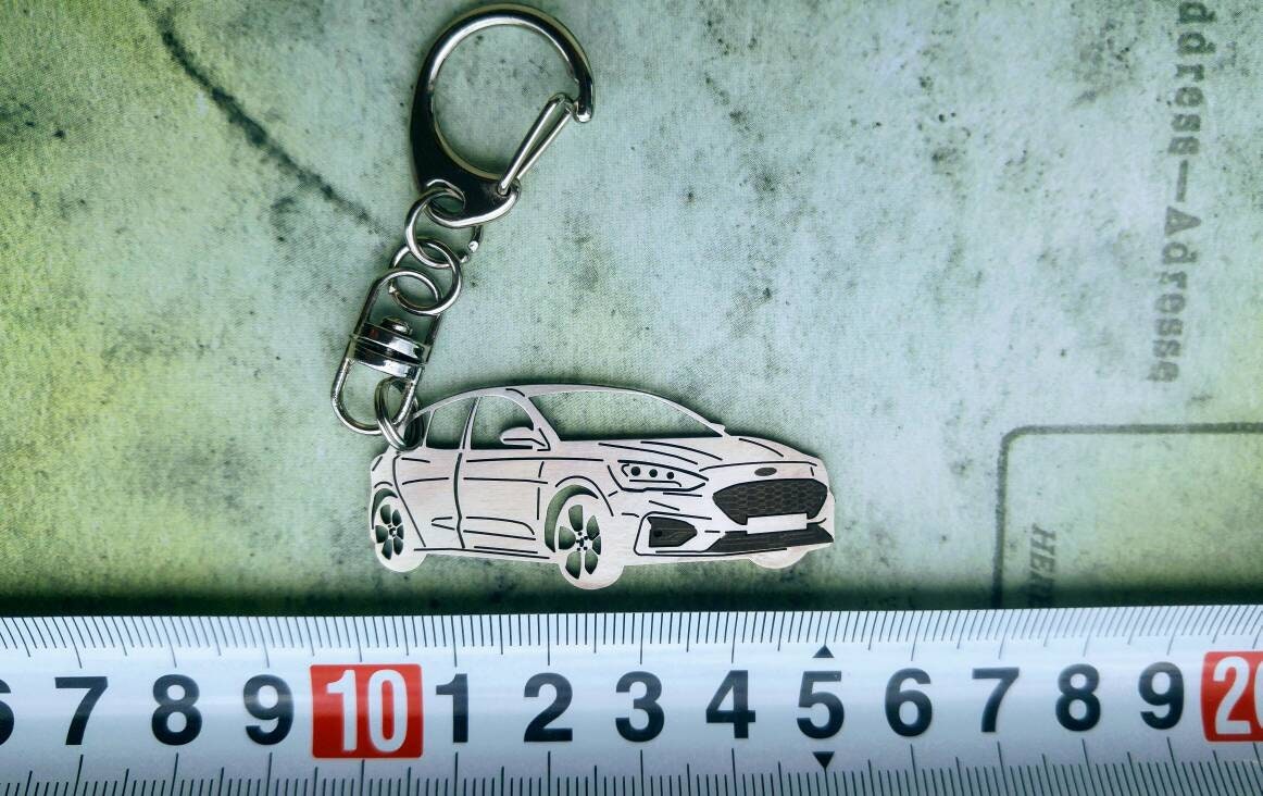 Ford Focus Keychain, Metal Car Keyring, Present for Driver, Stainless ...