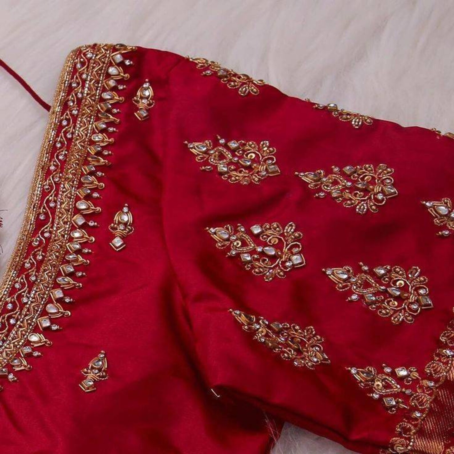 Hot Red Zardosi Wedding Sari Blouse - Etsy