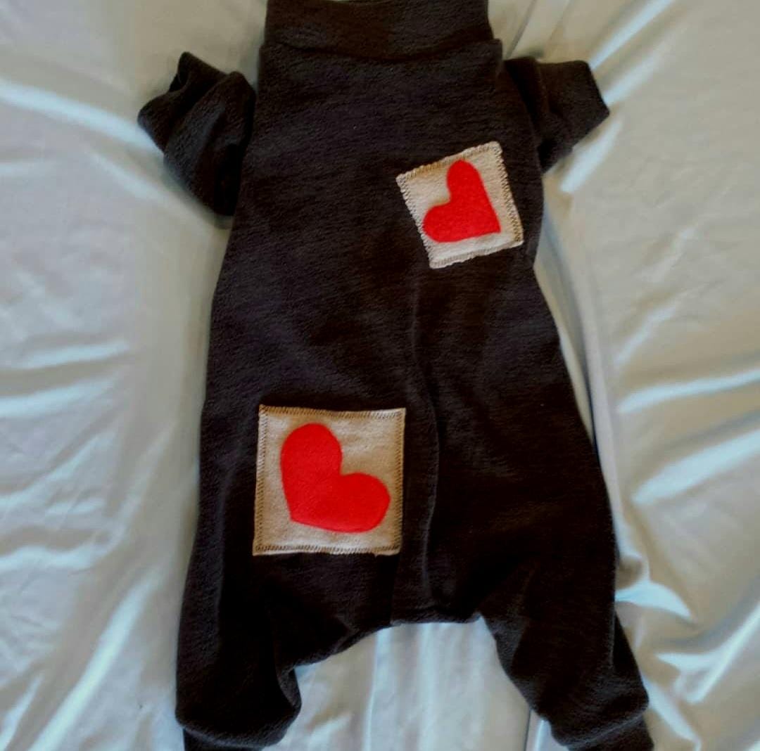 Super Soft Fleece Jammie/pjs/one Piece. With Hand Sewn Heart Patch ...