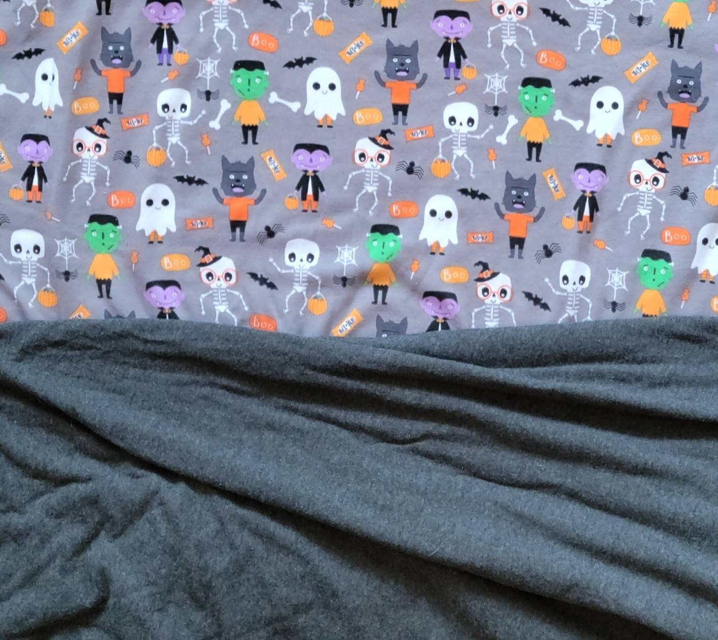 Grey With Scary Friends. Soft Cotton Stretch - Etsy