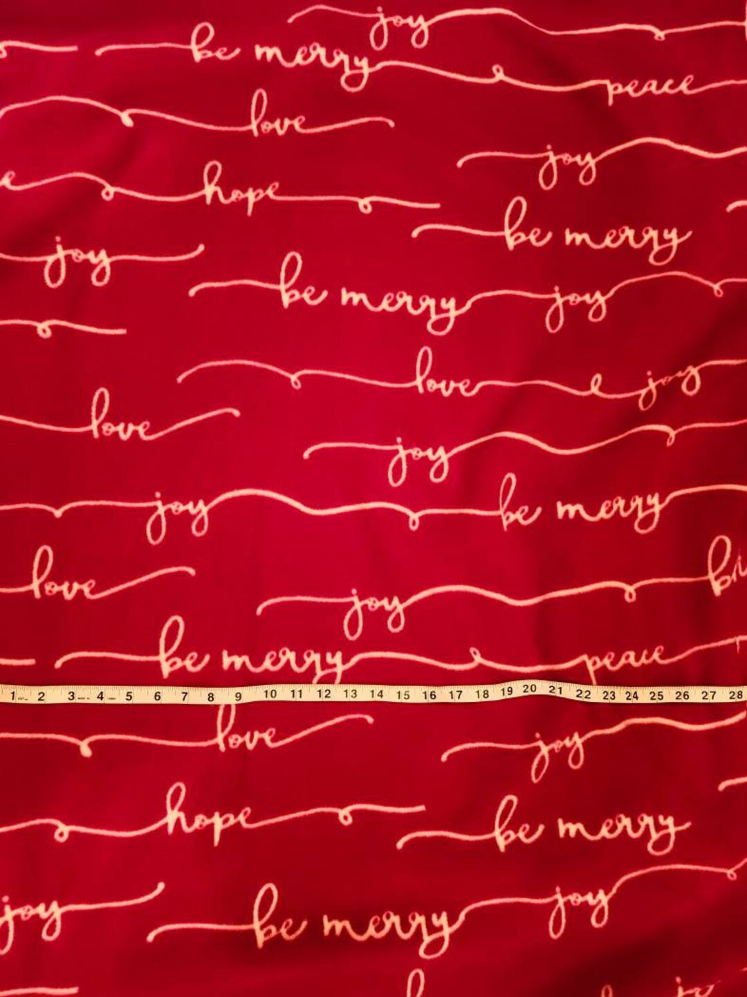 Be Merry Red Fleece With (large Print)white Christmas Words in Cursive ...
