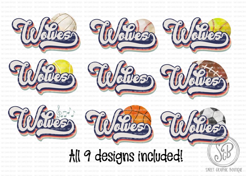 Wolves PNG Wolves Clipart Vintage Sport Bundle Baseball - Etsy