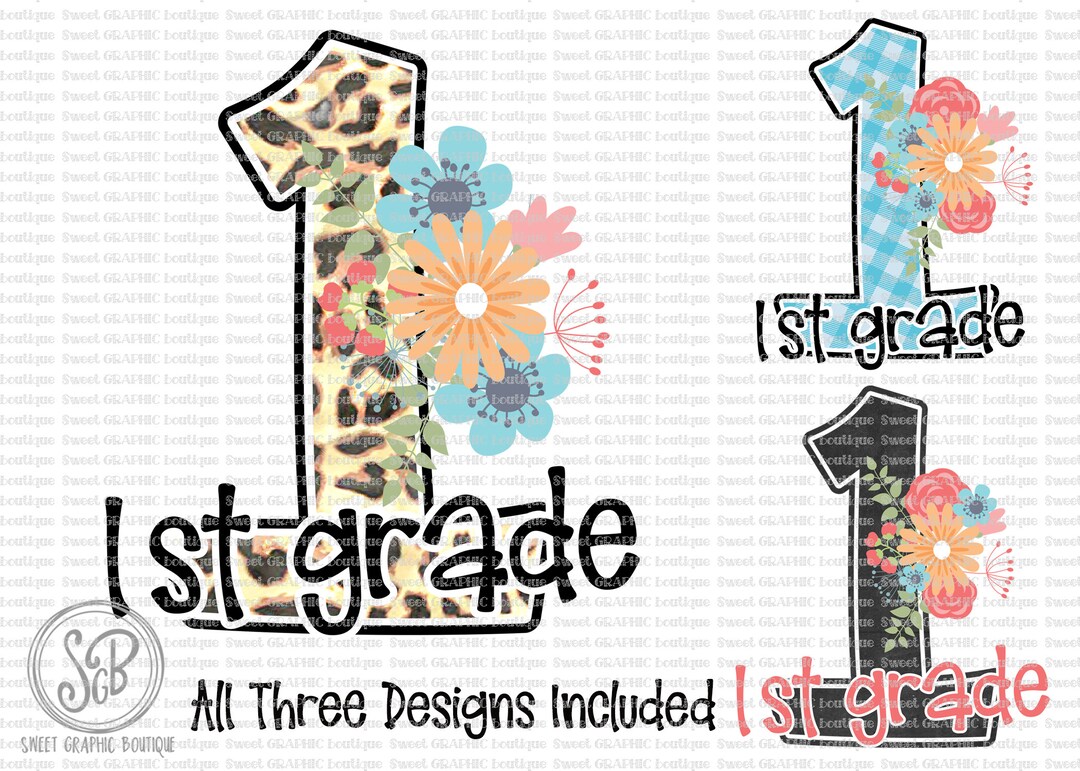 1st First Grade Printable Sublimation Design, Teacher, Clipart ...