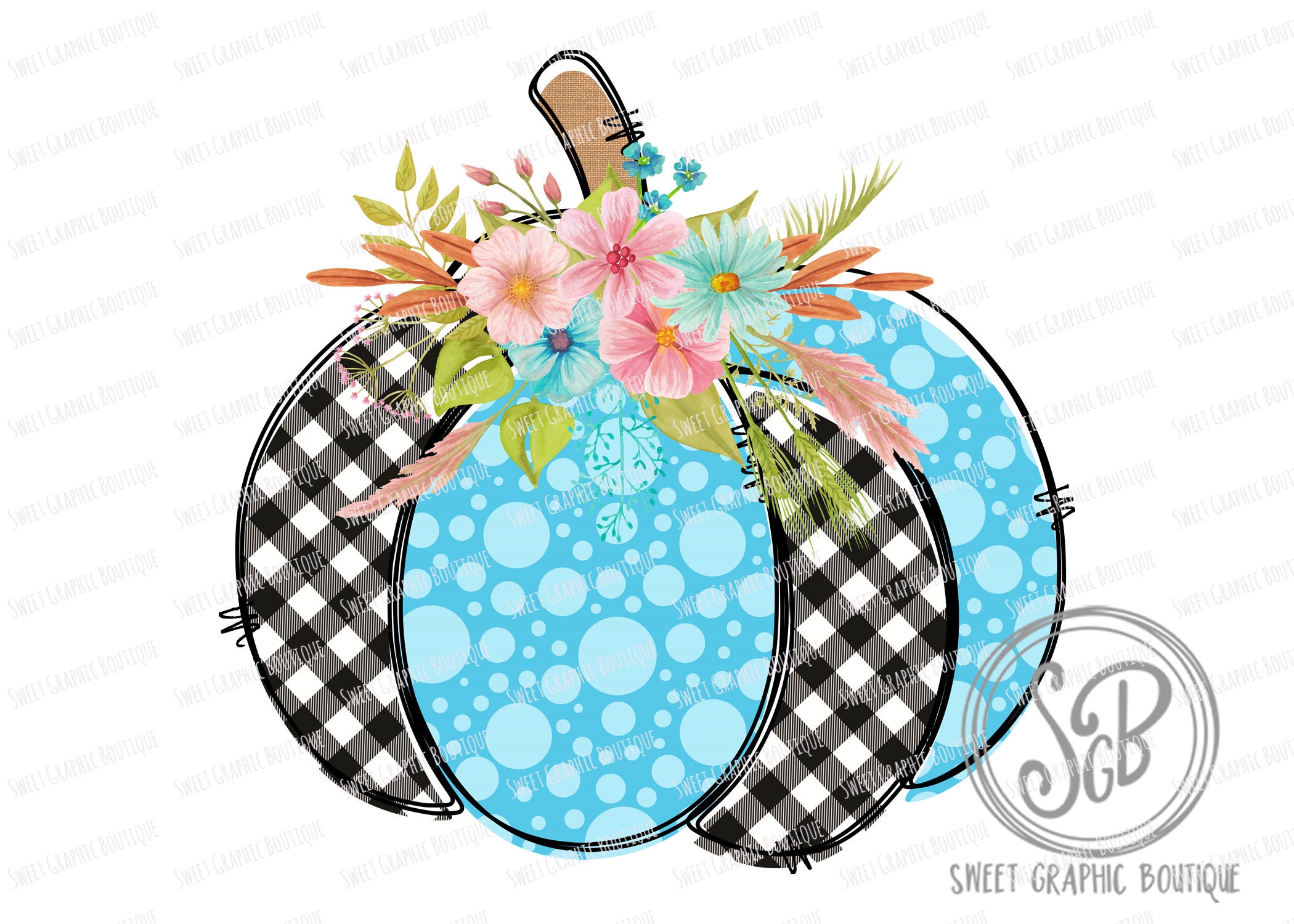 Fall Pumpkins Plaid Polka Dots Print PNG Pumpkin Clipart | Etsy