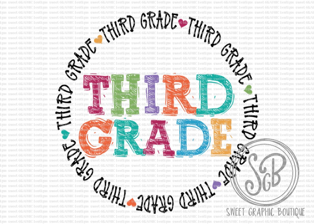 3rd Third Grade Printable Sublimation Design, Teacher, Clipart ...