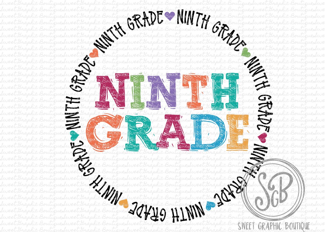 9th Ninth Grade Printable Sublimation Design, Teacher, Clipart ...