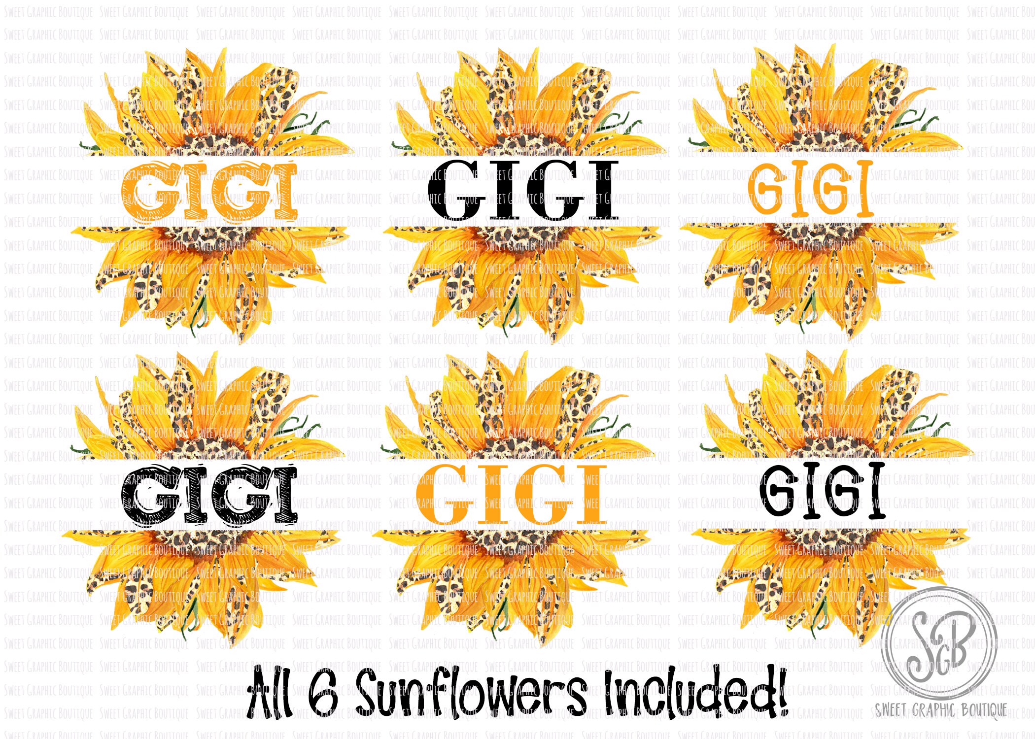 GIGI Split Leopard Sunflower PNG Sunflower Clipart Sunflower | Etsy