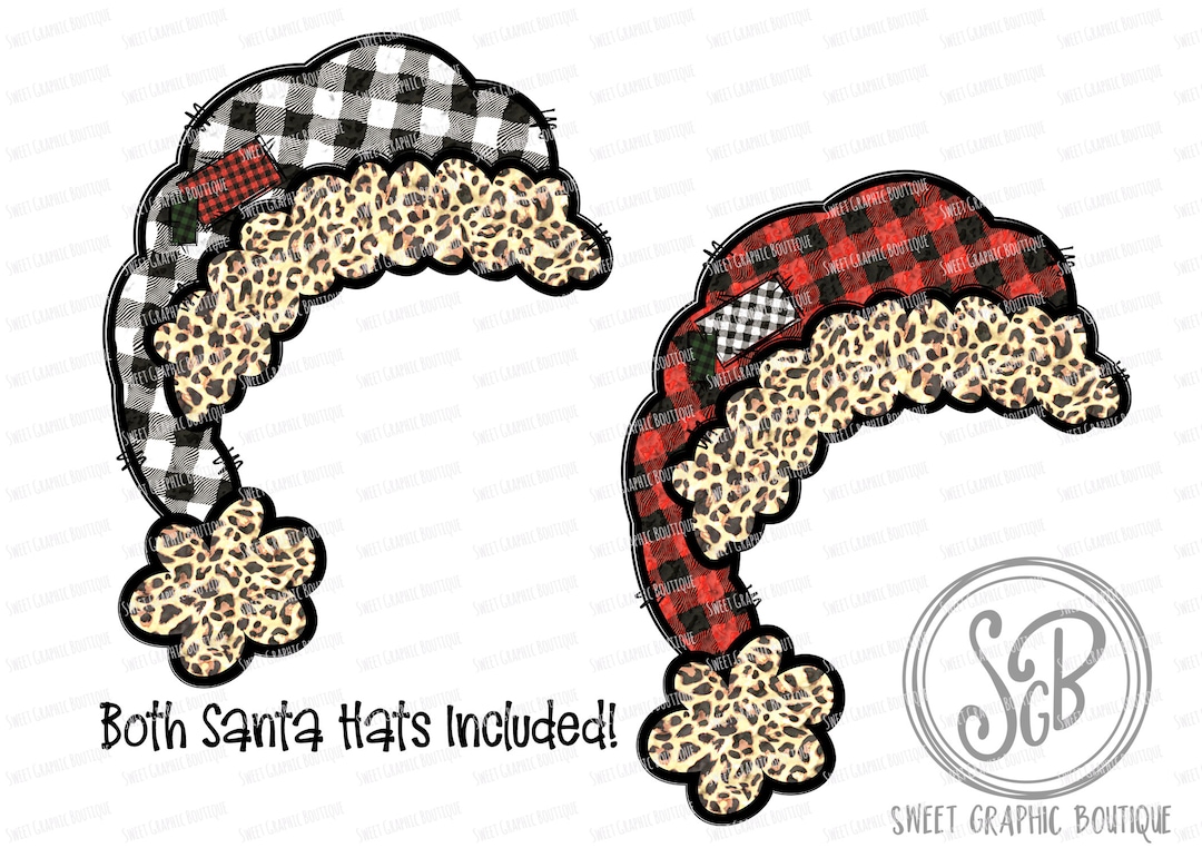 Buffalo Plaid Leopard Santa Hat PNG, Christmas Clipart, Christmas ...