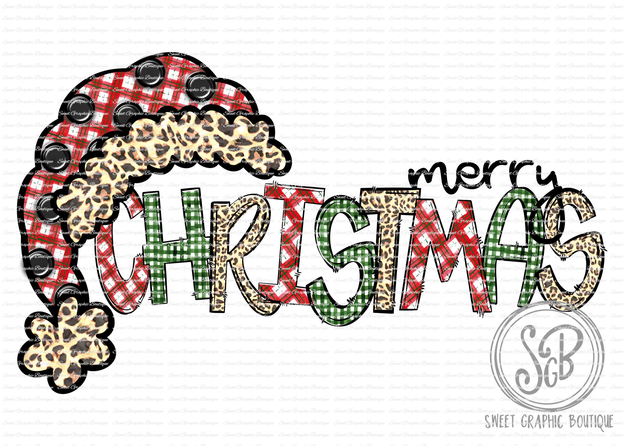 Merry Christmas Leopard Santa Hat PNG Christmas Clipart | Etsy