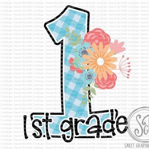 1st First Grade Printable Sublimation Design, Teacher, Clipart ...