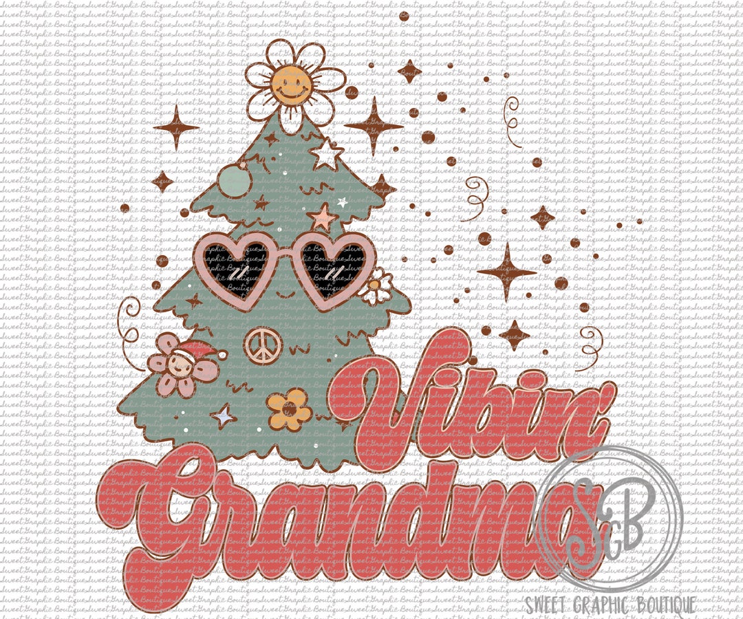 Vibin' Retro Grandma Christmas Tree PNG, Christmas Clipart, Christmas ...