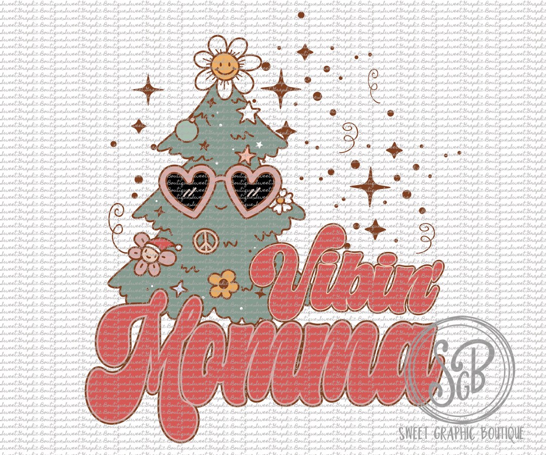 Vibin' Retro Momma Christmas Tree PNG, Christmas Clipart, Christmas ...