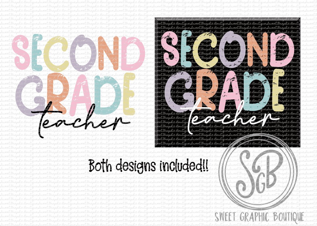 2nd Second Grade Printable Sublimation Design, Teacher, Clipart ...